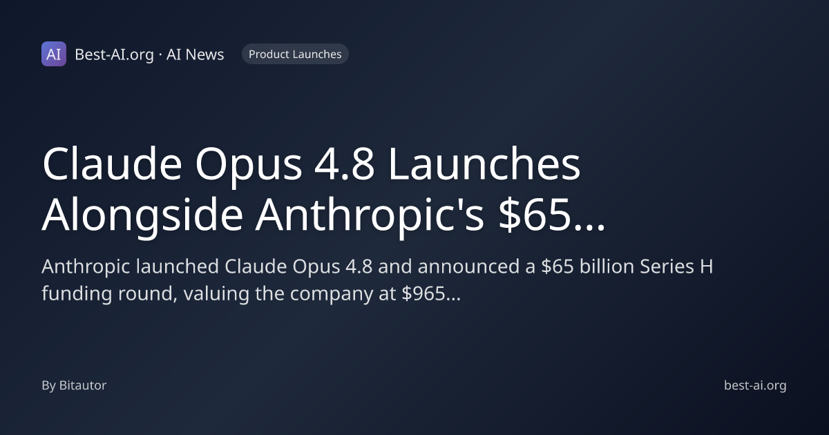 Claude Opus 4.8 Launches Alongside Anthropic's $65 Billion Series H ...