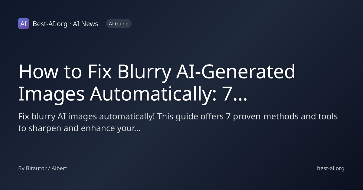 How to Fix Blurry AI-Generated Images Automatically: 7 Proven Methods ...